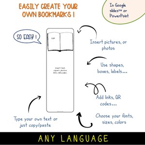 EDITABLE Bookmark Templates Add Your Text, Pictures... for Google ...