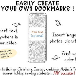 Editable COLORING BOOKMARKS - Personalize, Add Your Own Text & Images ...