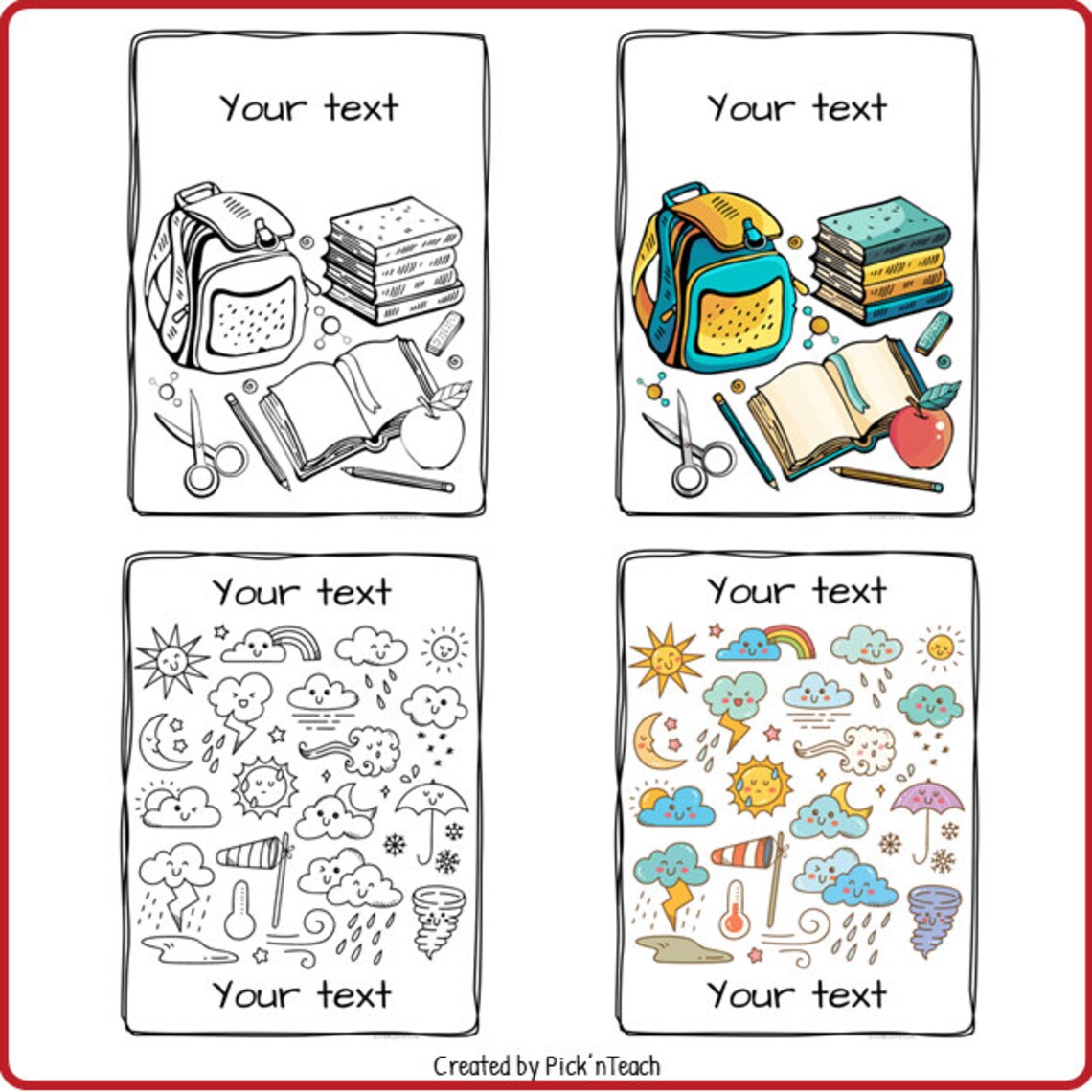 EDITABLE Coloring Book Covers / Pages for Back to School 60+ Templates ...