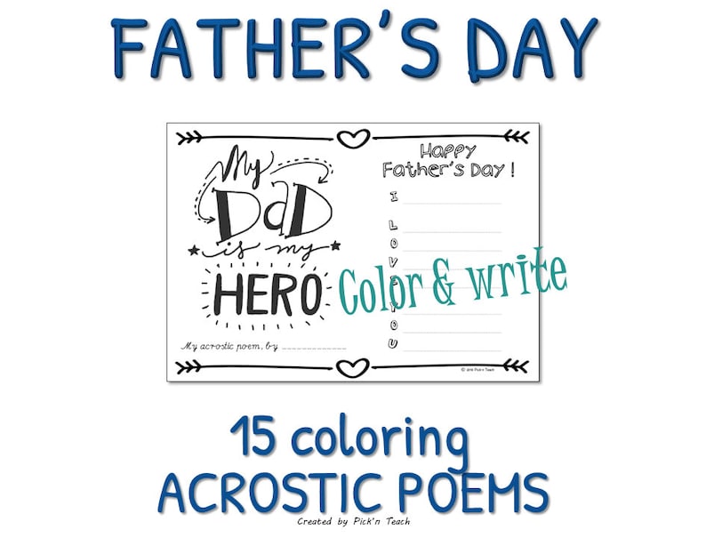 Poemas acrósticos del Día del Padre para escribir y colorear para niños ...