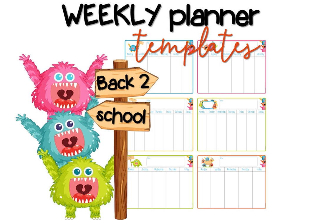 30 Printable WEEKLY Planner Templates "cute Fluffy Monsters" Organize ...