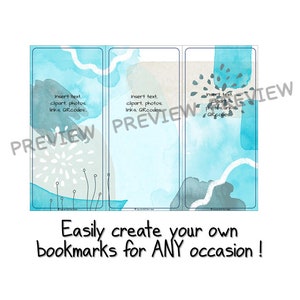 Editable BOOKMARK Templates of Abstract NATURE - Add Your Own Text and ...