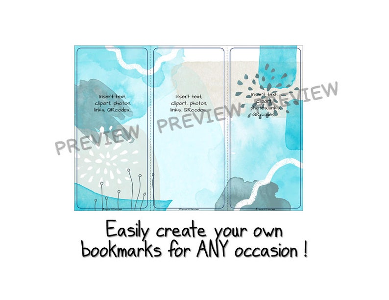 Editable BOOKMARK Templates of Abstract NATURE - Add Your Own Text and ...