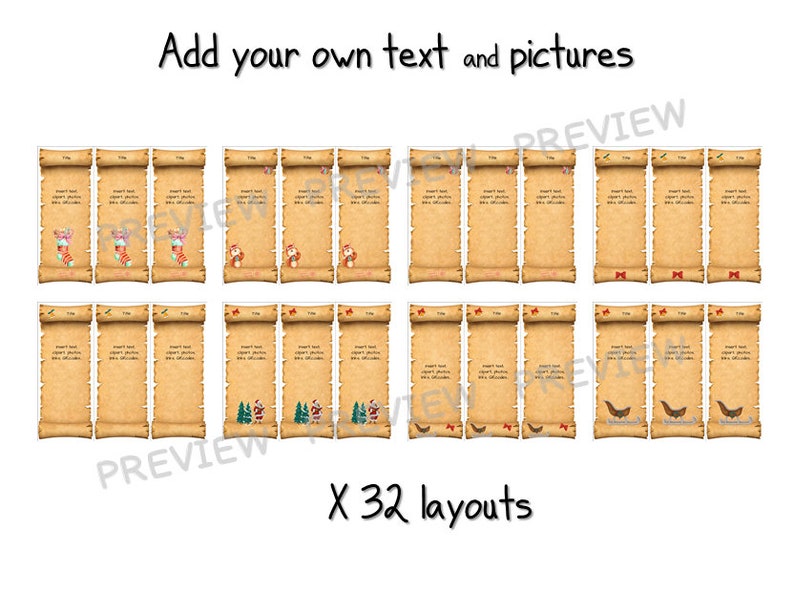 Editable Christmas BOOKMARK Templates - Parchment - Add Your Own Text ...