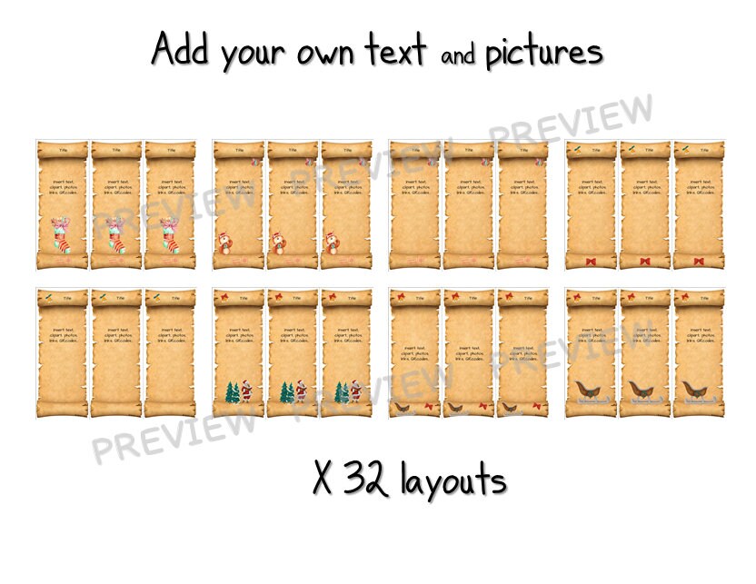 Editable Christmas BOOKMARK Templates - Parchment - Add Your Own Text ...