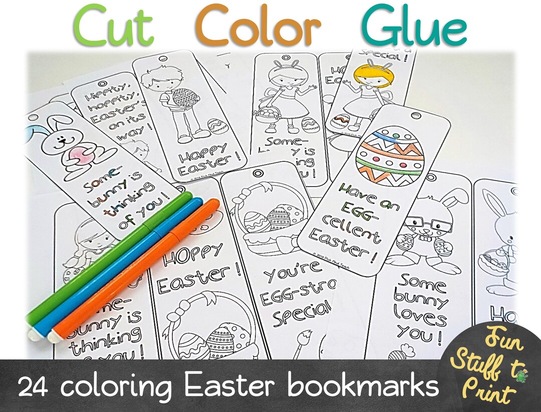 24 Coloring Easter Bookmarks for Kids Printable Instant Download Pdf ...