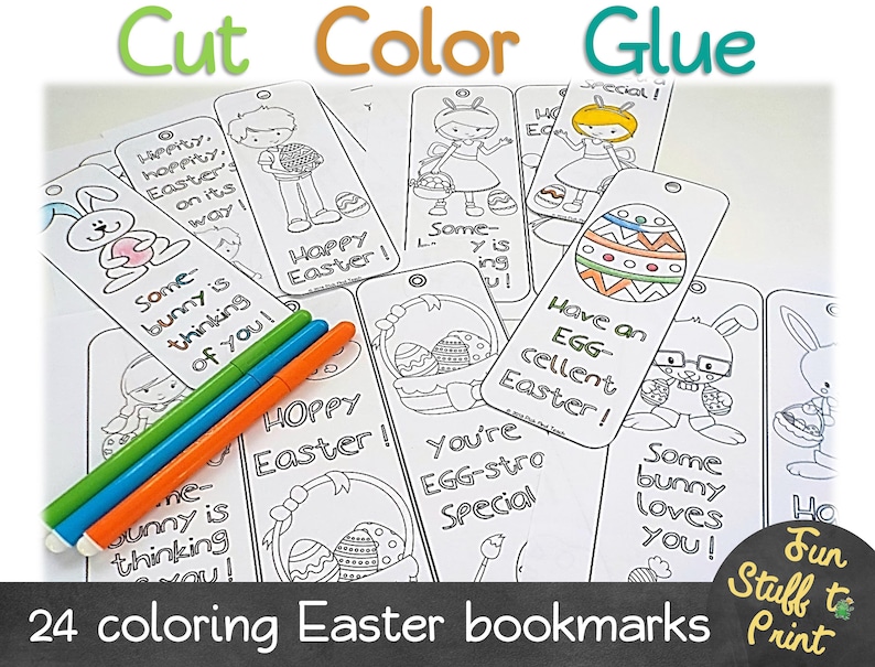 24 Coloring Easter Bookmarks for Kids Printable Instant Download Pdf ...