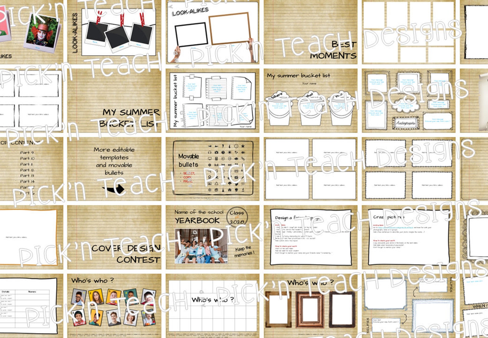 Digital Class YEARBOOK or Memory Book Templates - NO PREPARATION Ready ...