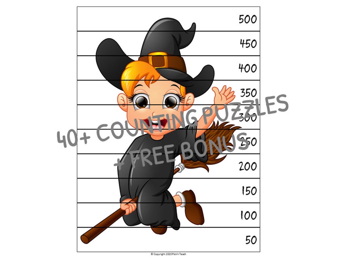 Number PUZZLES for Wizards to Learn Counting by 1s, 2s, 3s, 5s, 10s ...