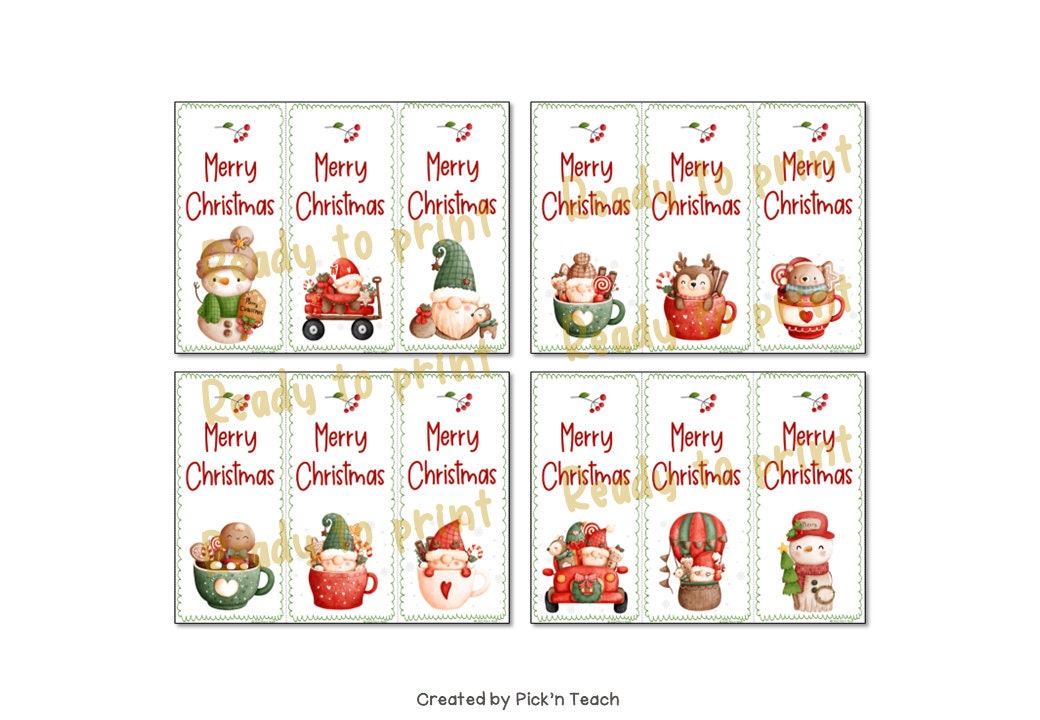 36 Bookmarks to Print for December,christmas Greetings Gifts Family and ...