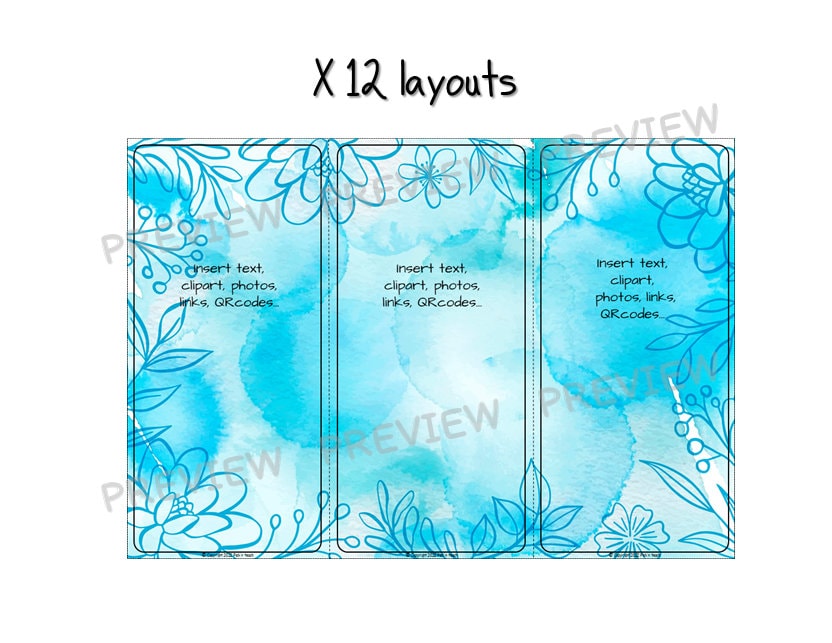 Editable BOOKMARK Templates - Watercolor Nature - Personalize, Add Your ...