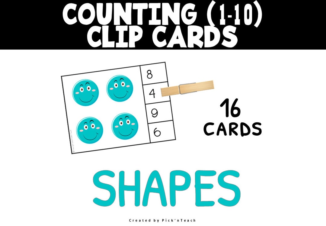 Counting Clip Cards . SHAPES . Preschool Montessori . Learn Numbers and ...