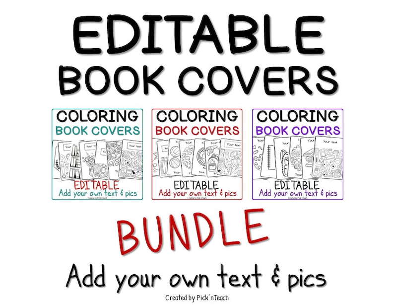 180+ Editable Coloring Book Covers / Pages for Back to School - Add ...