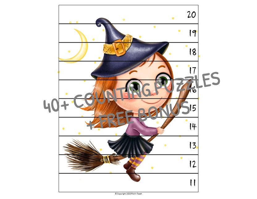 Number PUZZLES for Wizards to Learn Counting by 1s, 2s, 3s, 5s, 10s ...
