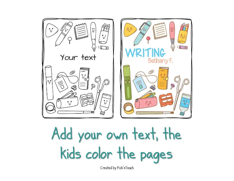 EDITABLE Coloring Book Covers / Pages for Back to School 60+ Templates ...
