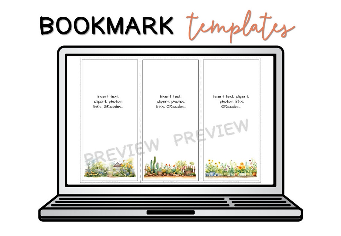 21 BOOKMARK Templates "gardens, Plants and Flowers" - Add Your Own Text ...