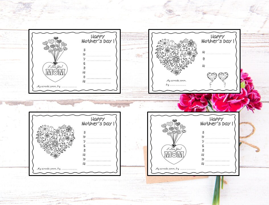 Mother’s Day Acrostic Poems to Write and Color for Kids + Bonus 10 ...