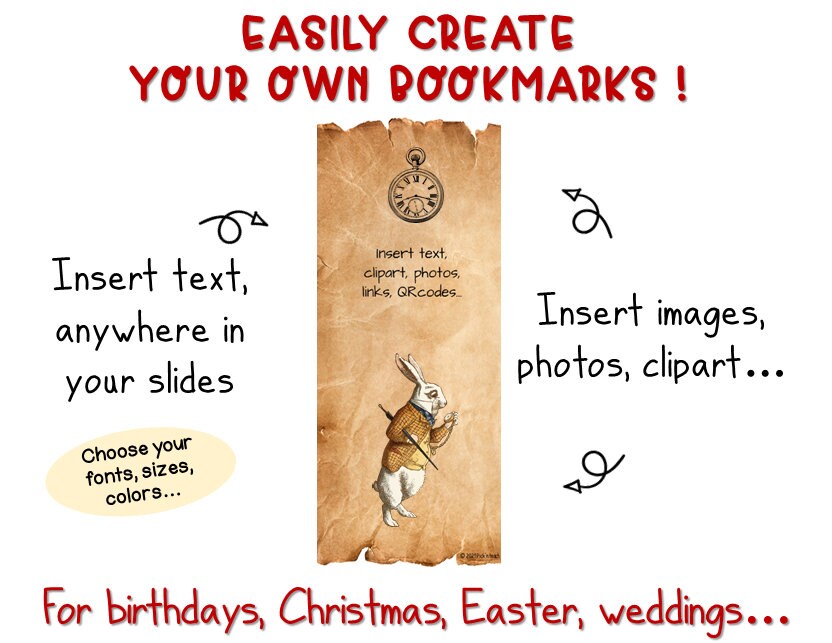 Editable BOOKMARK Templates - Parchment Paper - Personalize, Add Your ...