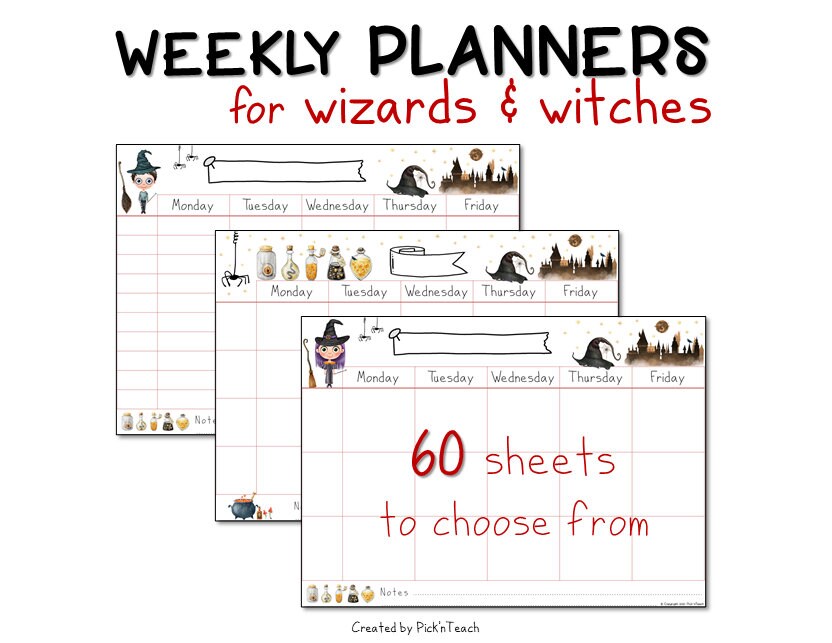 60 WEEKLY Planners, Timetables, Schedules for WIZARDS - Ready-to-print ...