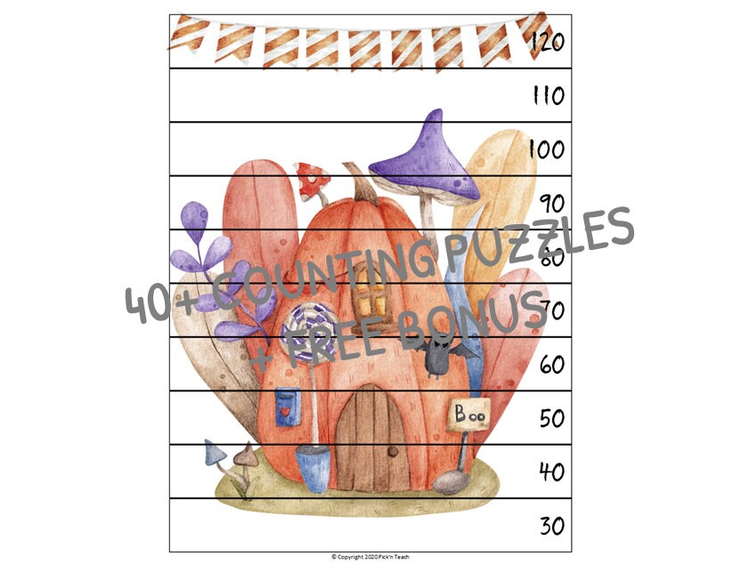Number PUZZLES for Wizards to Learn Counting by 1s, 2s, 3s, 5s, 10s ...