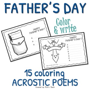 Father’s Day Acrostic Poems to Write and Color for Kids - Etsy