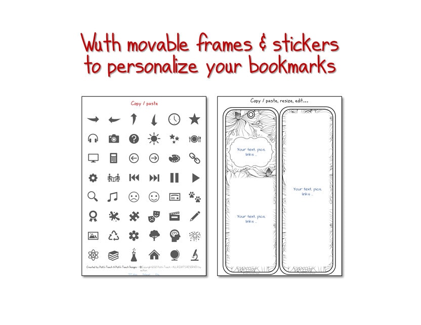 Editable COLORING BOOKMARKS - Personalize, Add Your Own Text & Images ...