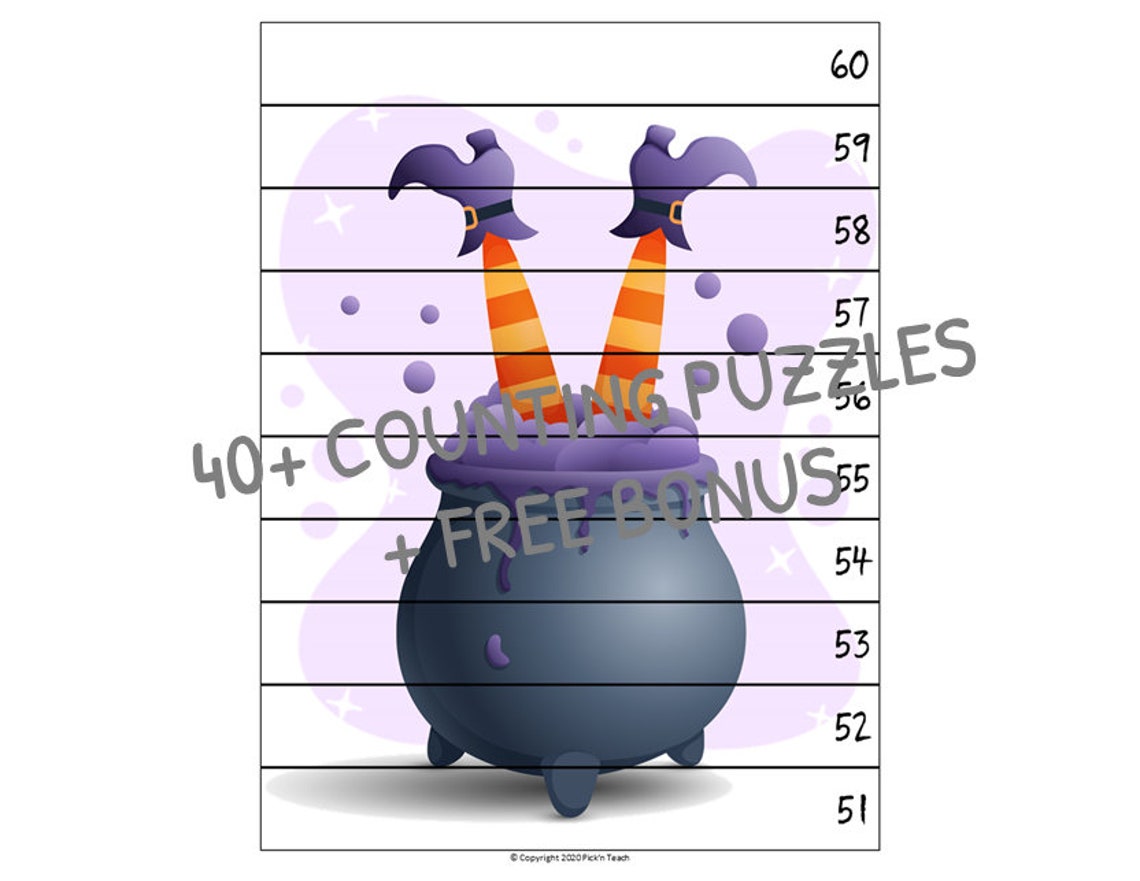 Number PUZZLES for Wizards to Learn Counting by 1s, 2s, 3s, 5s, 10s ...