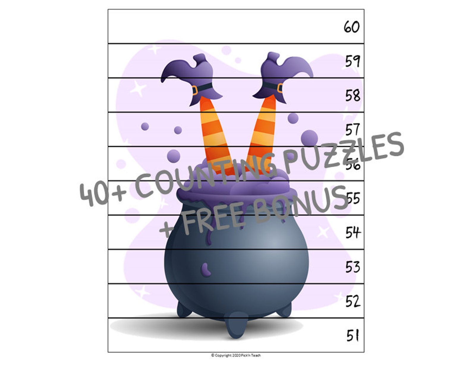 Number PUZZLES for Wizards to Learn Counting by 1s, 2s, 3s, 5s, 10s ...