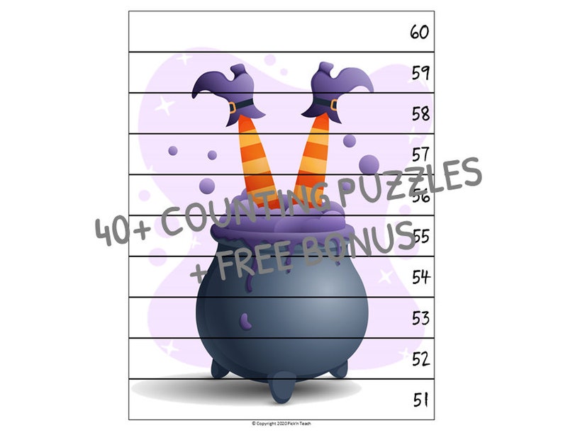 Number PUZZLES for Wizards to Learn Counting by 1s, 2s, 3s, 5s, 10s ...
