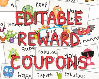 Monster Reward Coupons: Editable Classroom Incentives (powerpoint) 54 ...
