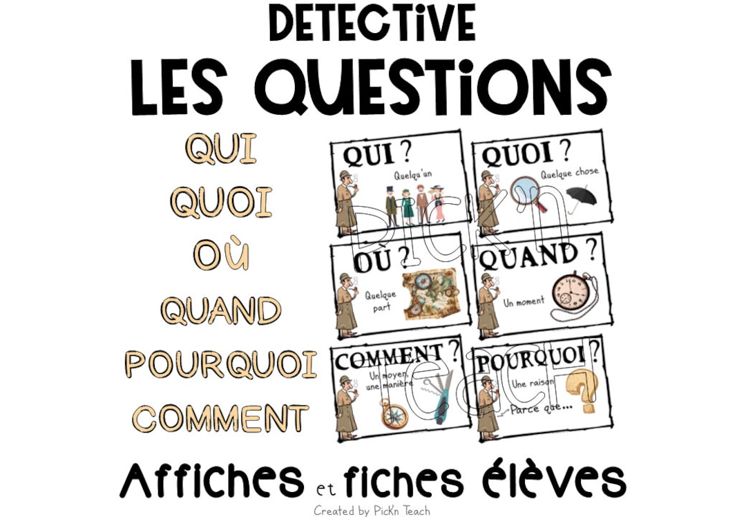 LES QUESTIONS En Français Affiches Classe Et Fiches élèves Thème ...