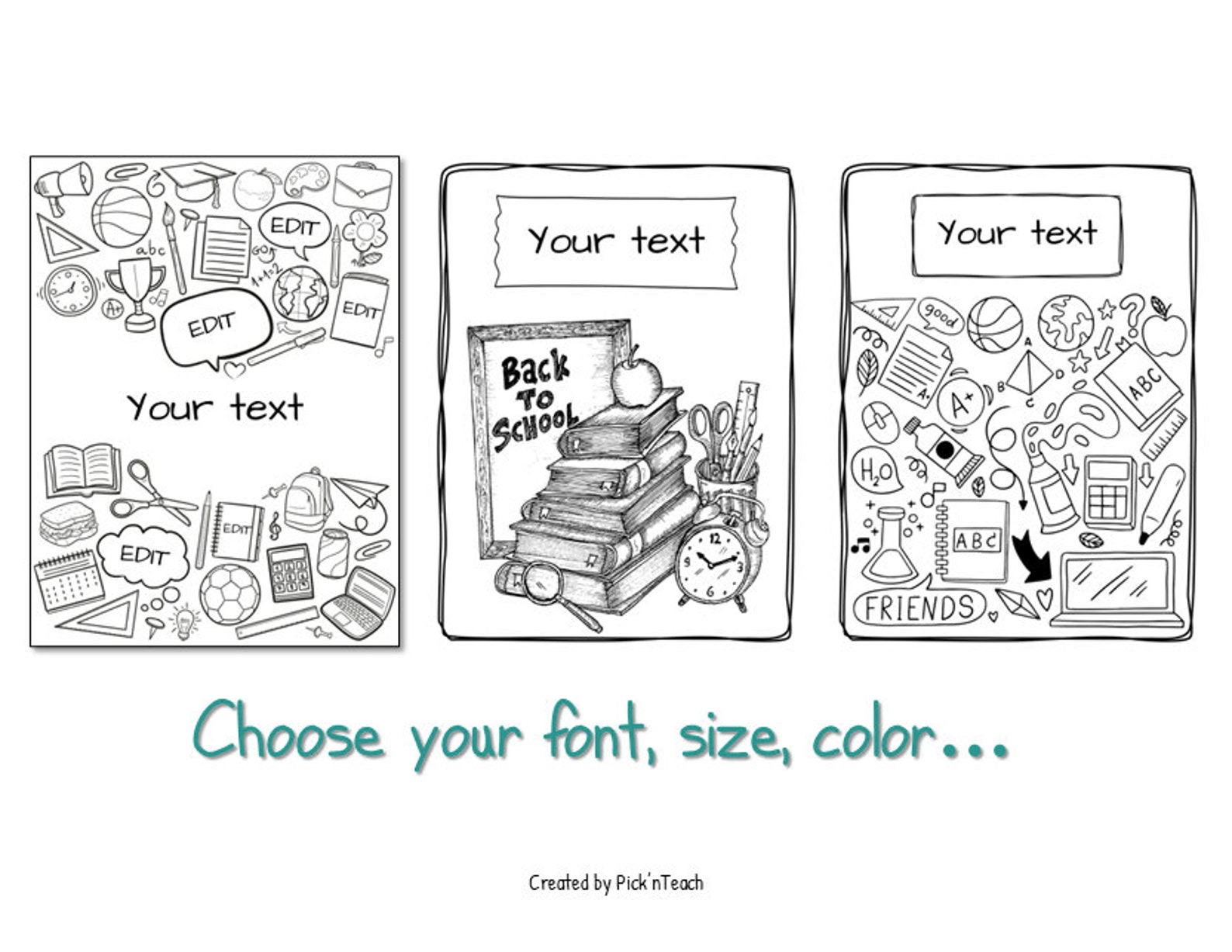 EDITABLE Coloring Book Covers / Pages for Back to School Add - Etsy