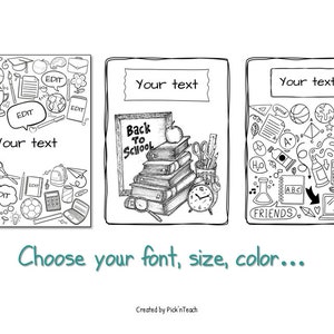 EDITABLE Coloring Book Covers / Pages for Back to School 60+ Templates ...