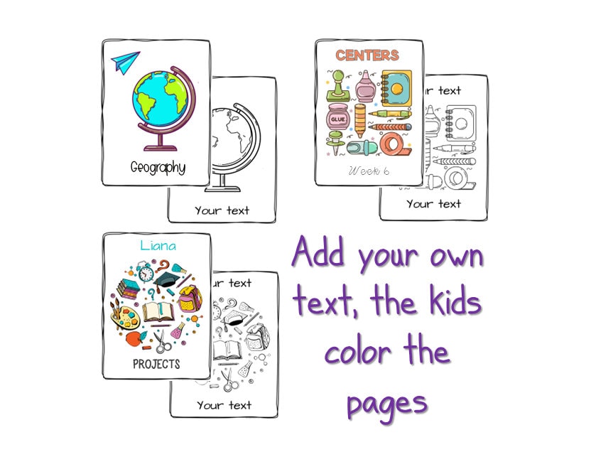 EDITABLE Coloring Book Covers / Pages for Back to School 60 Templates ...