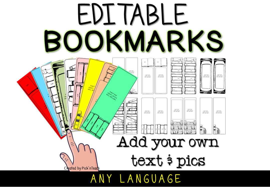 EDITABLE Bookmark Templates Add Your Text, Pictures... for Google ...