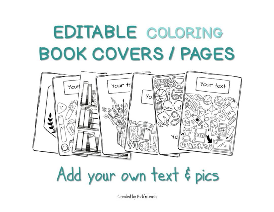 EDITABLE Coloring Book Covers / Pages for Back to School Add - Etsy