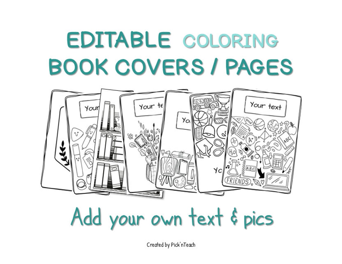 EDITABLE Coloring Book Covers / Pages for Back to School Add - Etsy