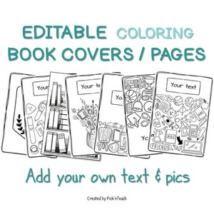 EDITABLE Coloring Book Covers / Pages for Back to School 60+ Templates ...