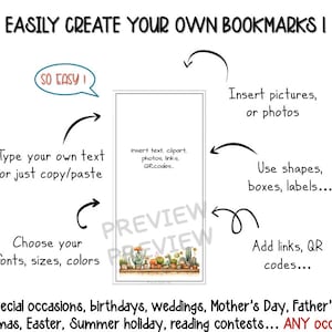 Editable Bookmark Template, Gardens Plants Flowers (google Slides or ...