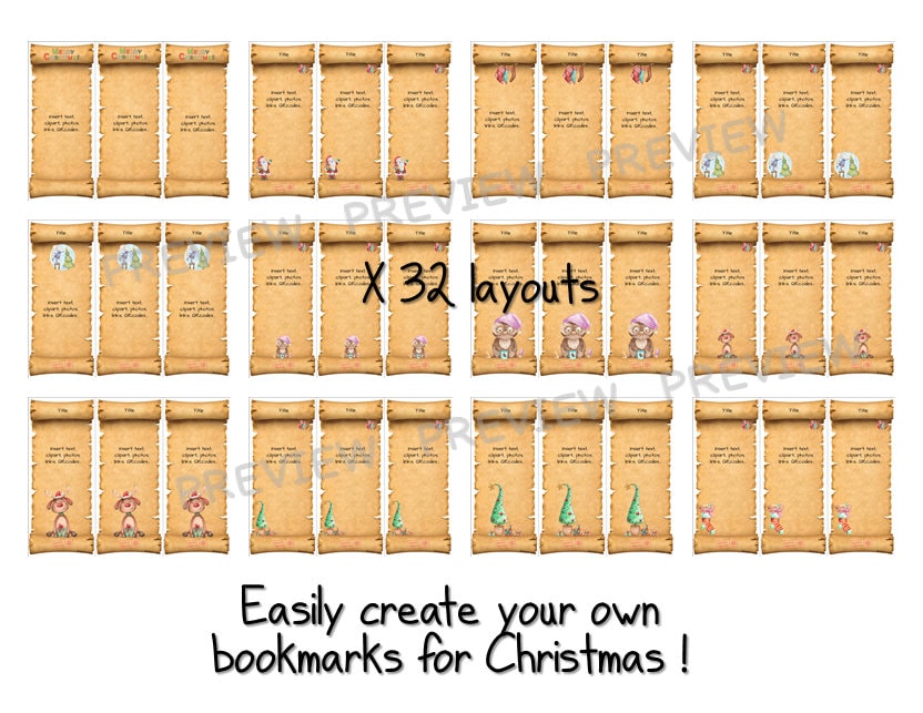 Editable Christmas BOOKMARK Templates Parchment Add Your Own Text ...