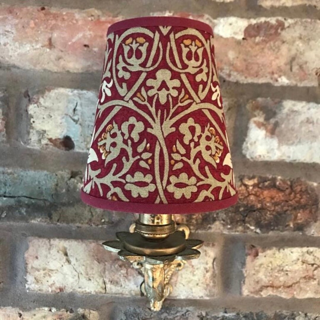William Morris Snakeshead Claret - Small Handmade Candle Clip Lampshade ...