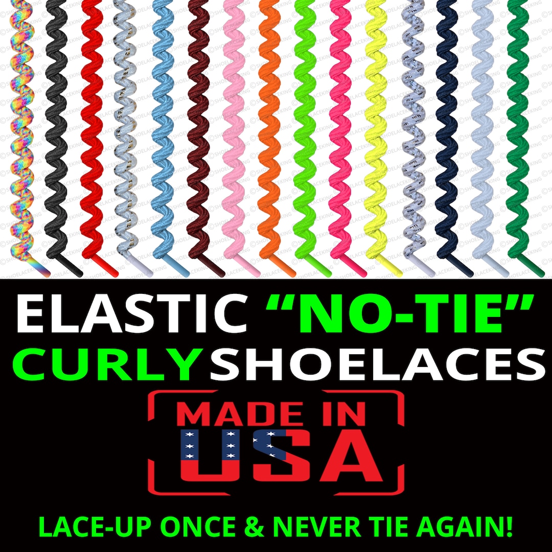 Elastic NO-TIE Curly Shoelace Laces - Lace Your Shoe and Never Tie ...