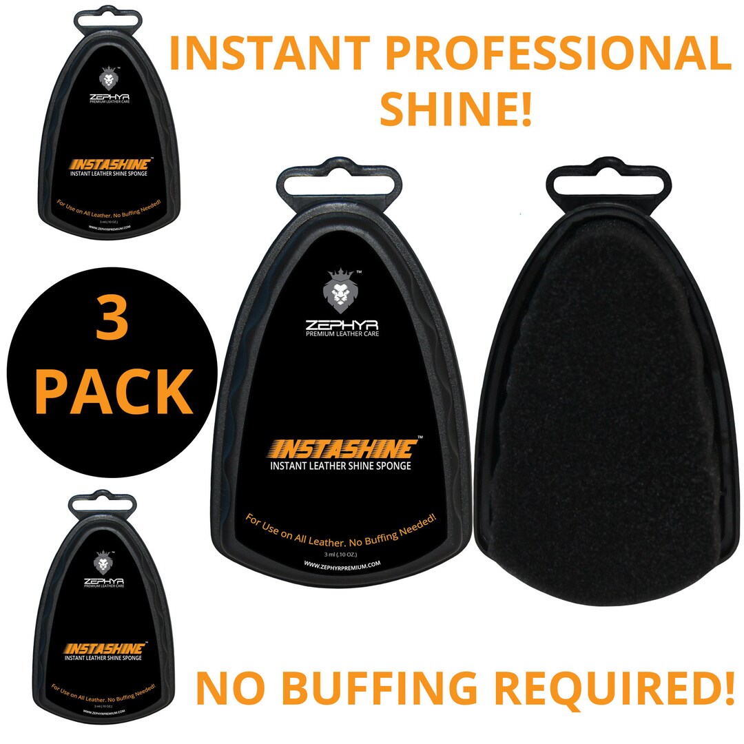 INSTASHINE 3-PACK Instant Professional Shoe & Leather Shine Sponge - No ...
