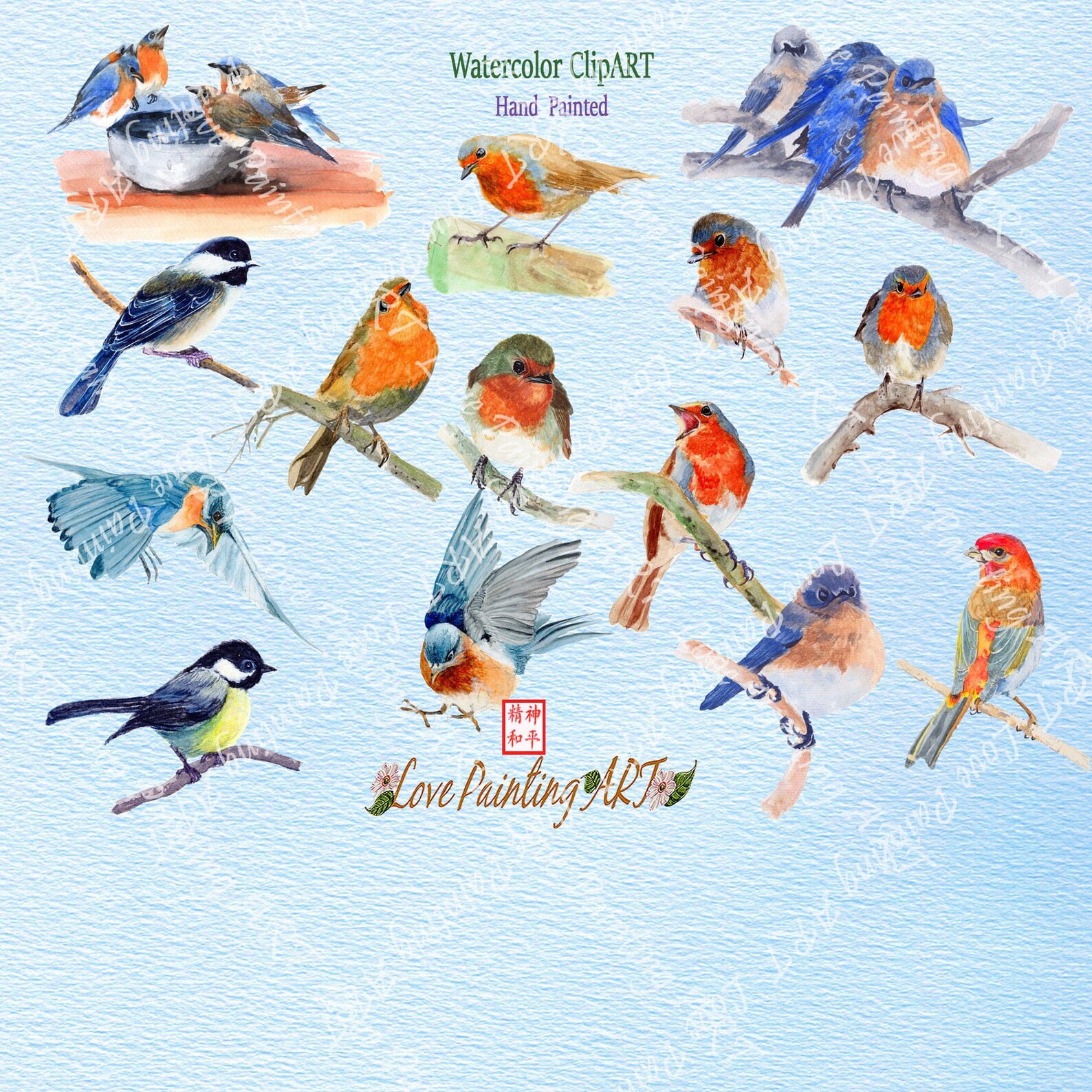 Robin Watercolor Clipartbirds Clipartrobinsbird - Etsy