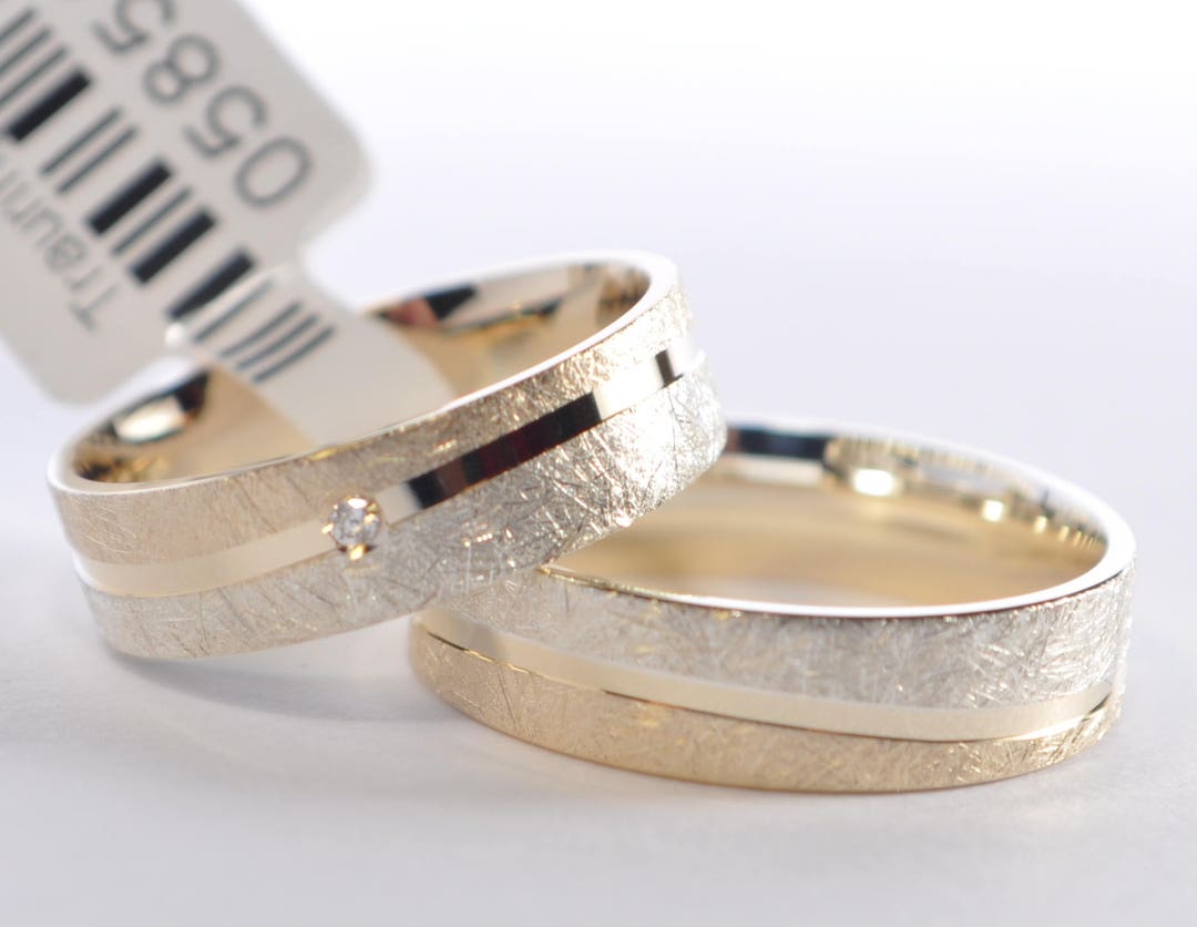 1 Wedding Ring Gold 585 With Diamond 0.02ct Bicolor Width 4 Mm Height ...