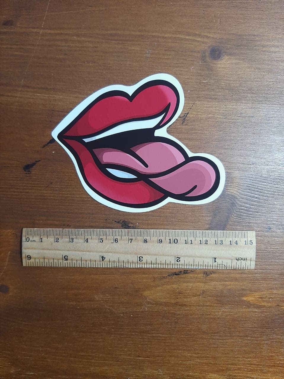 Red Lips Kiss Sticker Full Color on White Vinyl French - Etsy