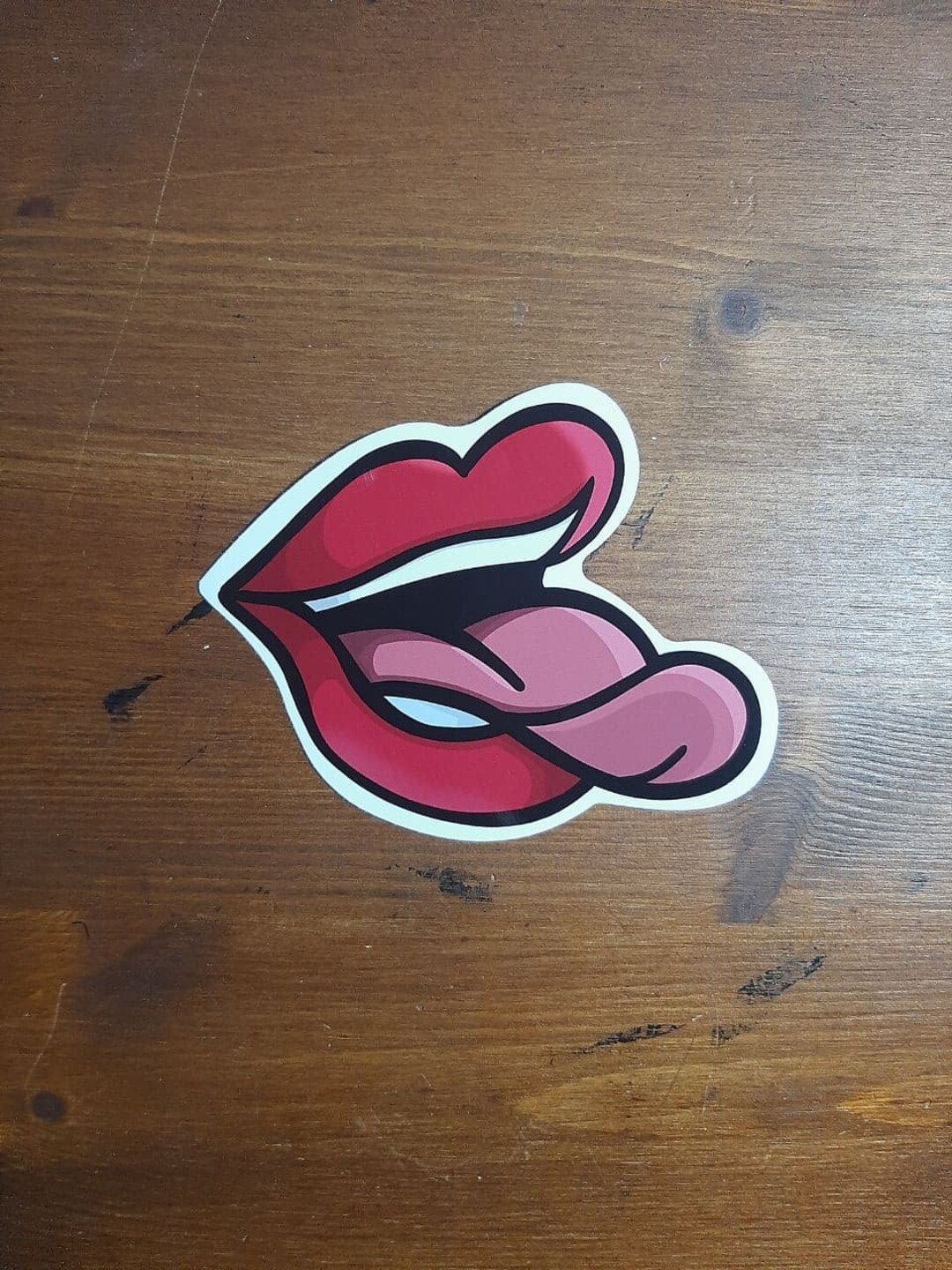 Red Lips Kiss Sticker Full Color on White Vinyl French Kiss Red Lips ...