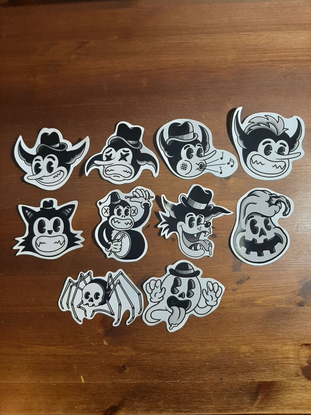 Vintage Style Sticker Bundle of 10 Black & Grey on White - Etsy