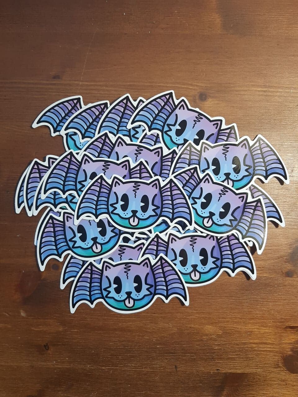 Catbat Sticker Full Color on White Vinyl Kitty Cat Bat - Etsy