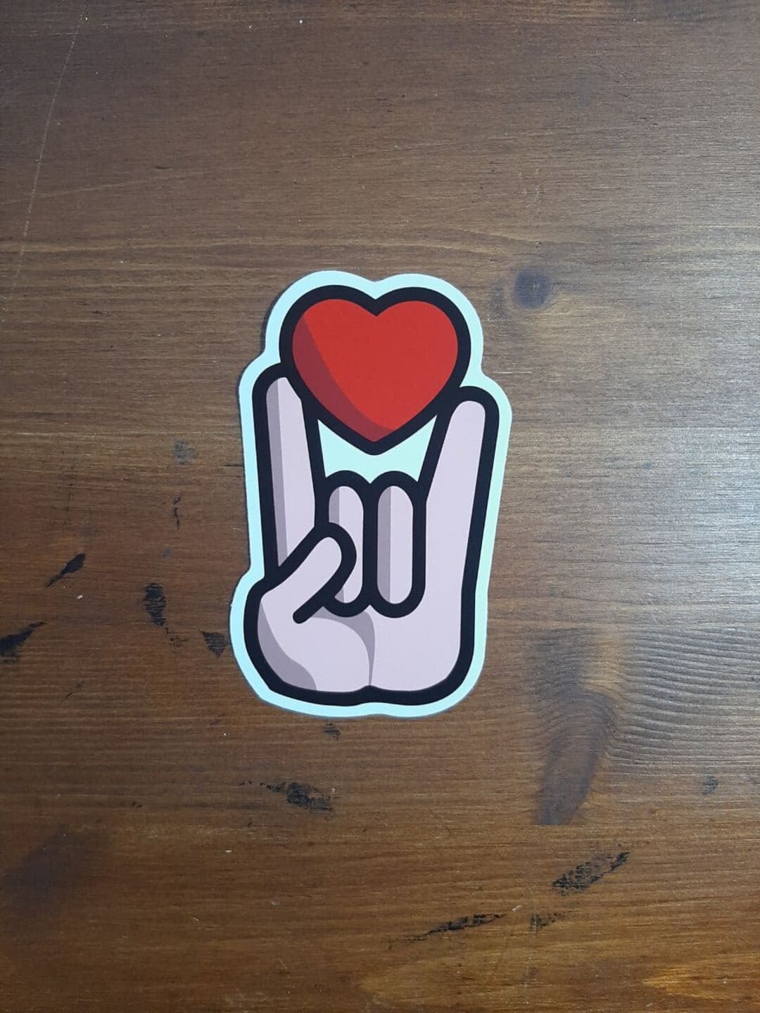 Love Rock Hand Sticker Full Color on White Vinyl - Etsy